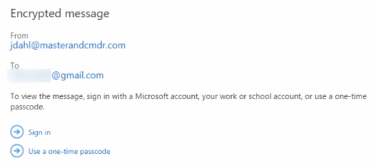 Testing Office Message Encryption (OME) – Master & CmdR